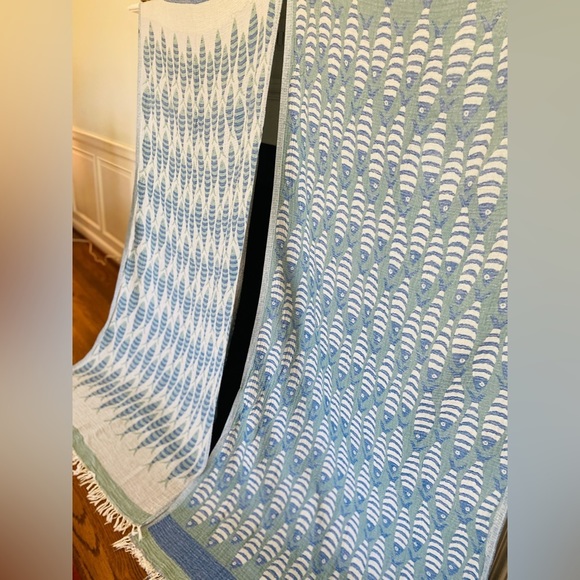 Anthropologie | Bath | Jacquard Loom Weave Fish Textile Muslin Soft ...